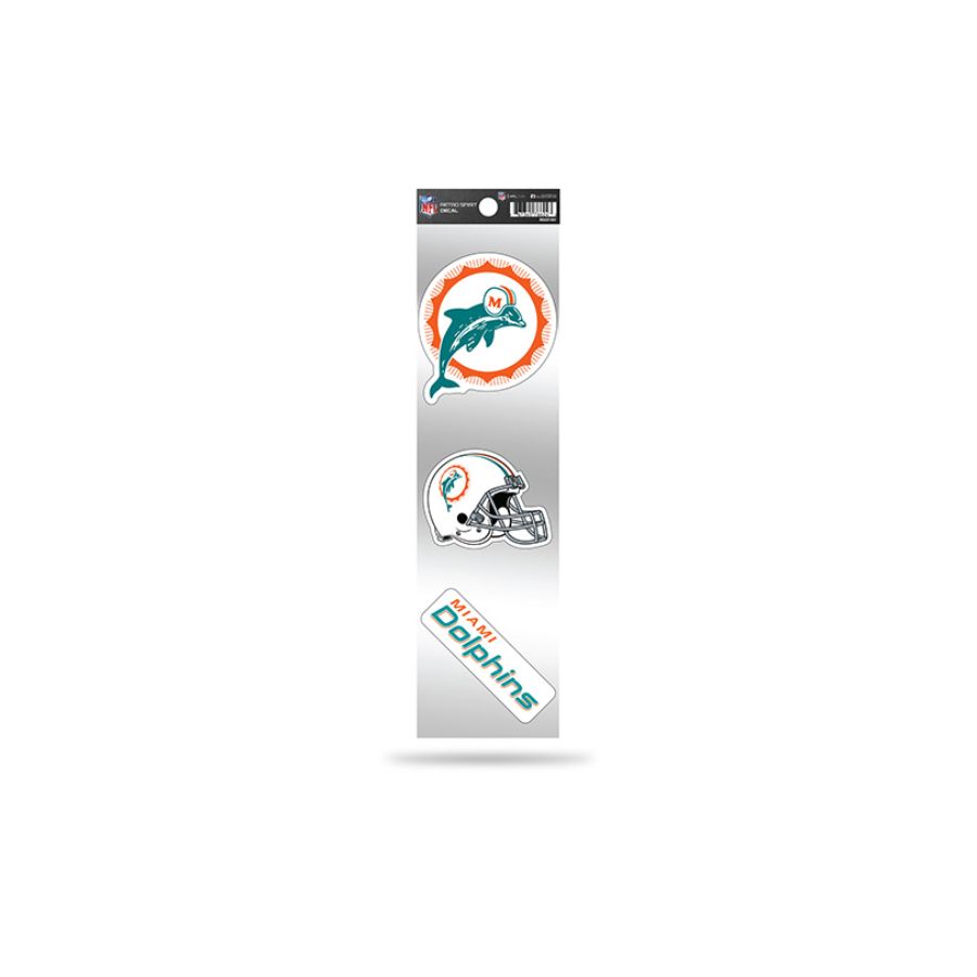 Miami Dolphins Retro Vintage Logo - Sheet Of 3 Triple Spirit Stickers ...