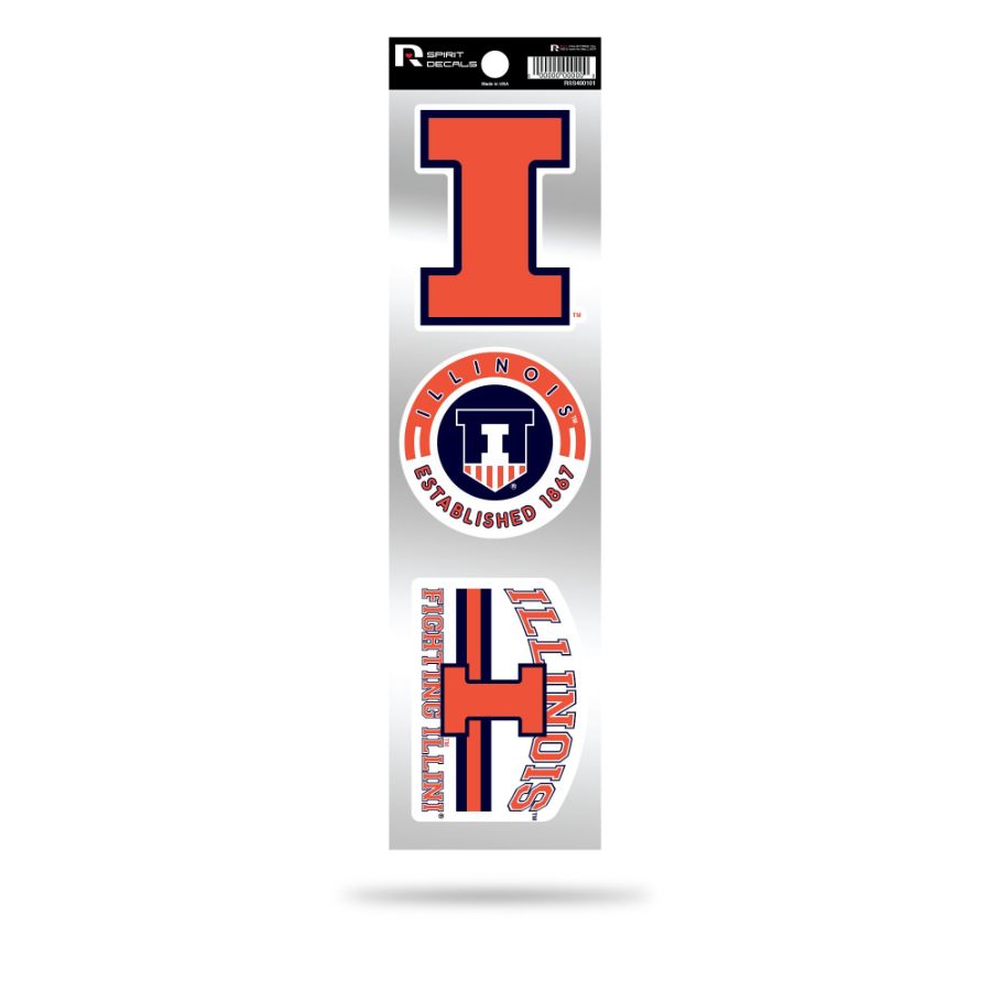 University Of Illinois Fighting Illini Logo - Sheet Of 3 Triple Spirit ...
