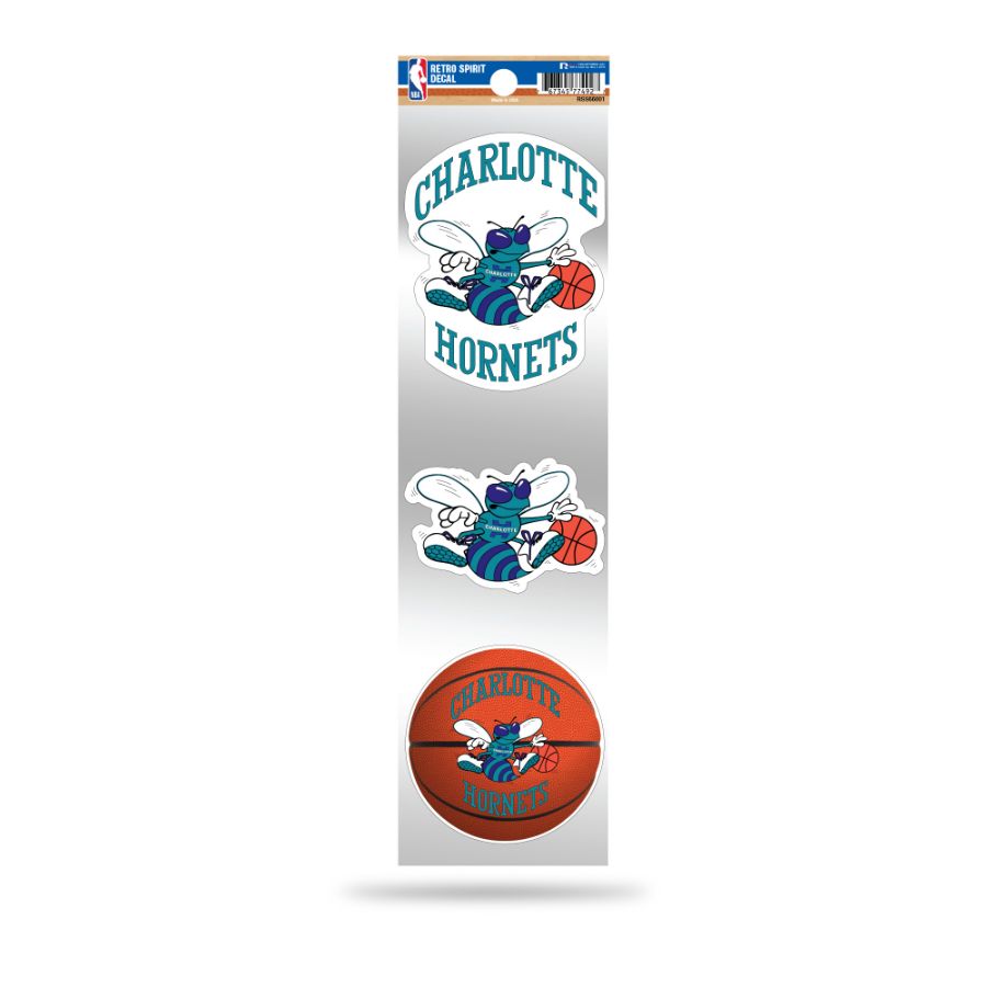 Charlotte Hornets Retro Vintage Logo - Sheet Of 3 Triple Spirit ...