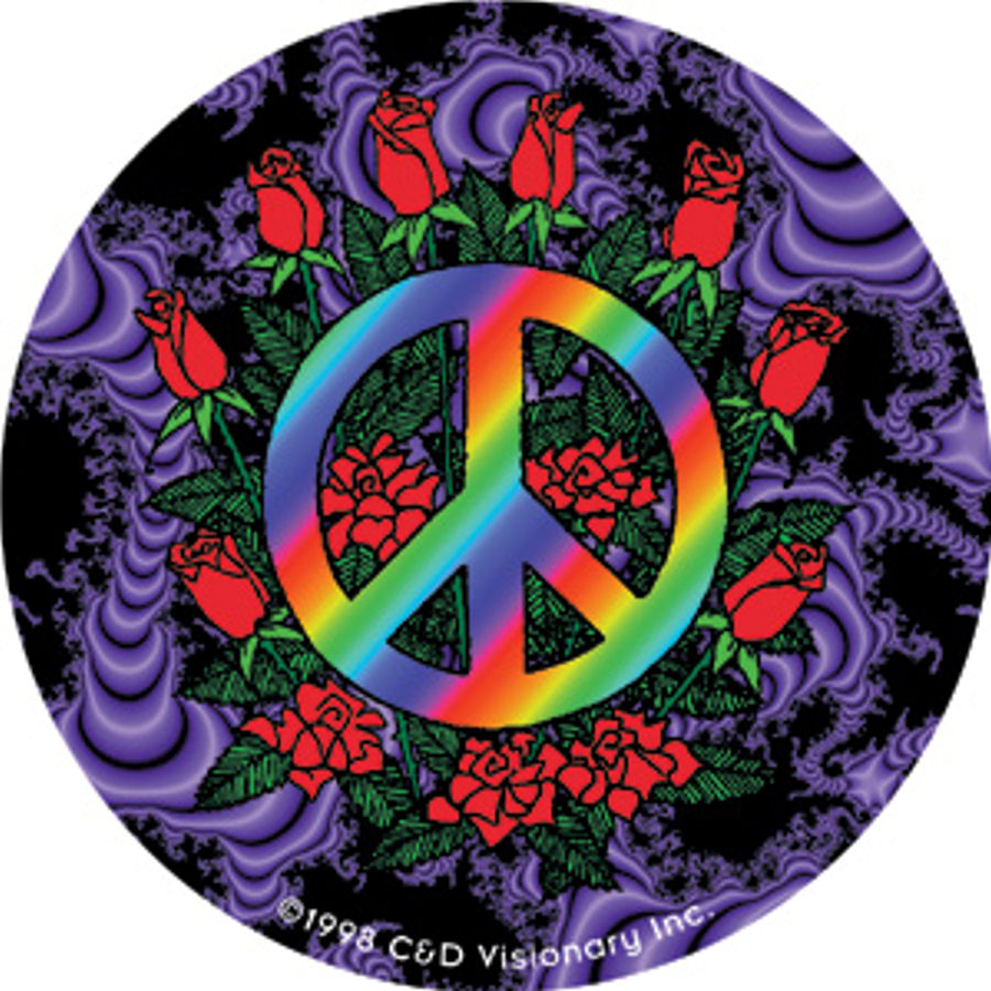 Peace Signs Peace And Roses - Vinyl Sticker at Sticker Shoppe