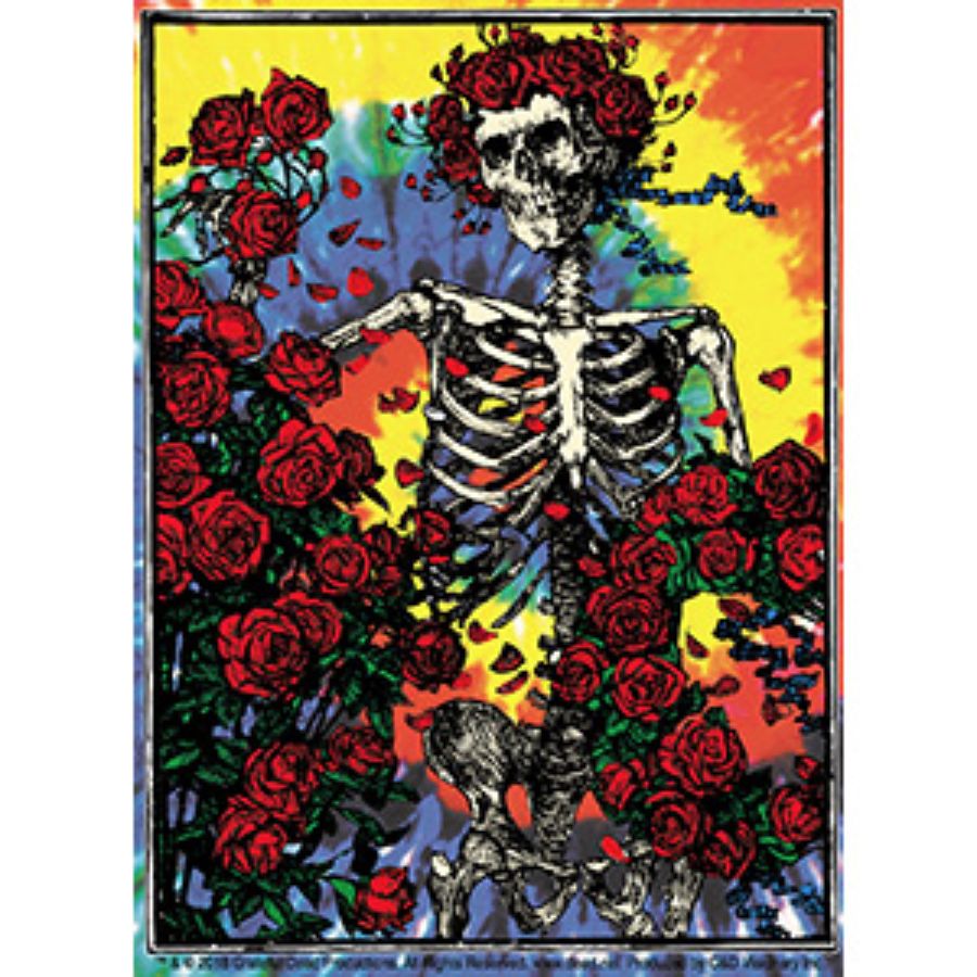 Grateful Dead Skull & Roses on Tie Dye - Vinyl Sticker at Sticker Shoppe