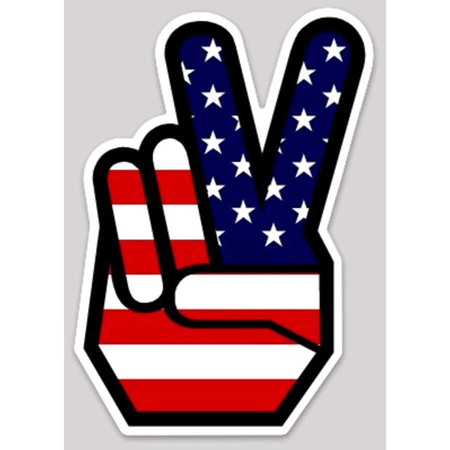 American Flag Peace Sign Fingers - Vinyl Sticker at Sticker Shoppe