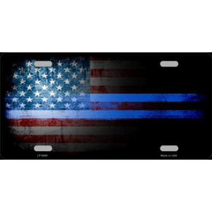 Police American Flag Blue Tint - License Plate at Sticker Shoppe