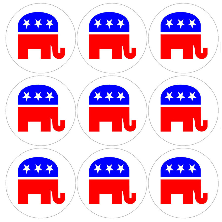 Republican Elephant - Sheet of 9 Round 2" Stickers at Sticker Shoppe