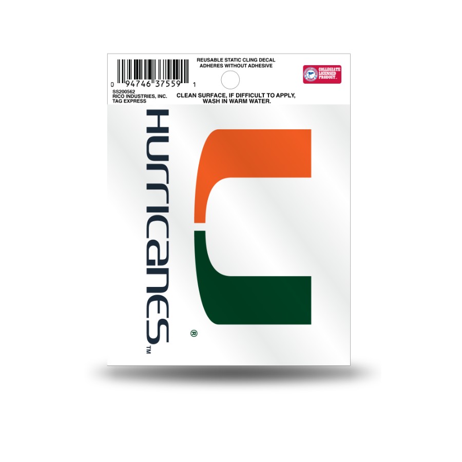 University Of Miami Hurricanes Script Logo - Static Cling at Sticker Shoppe