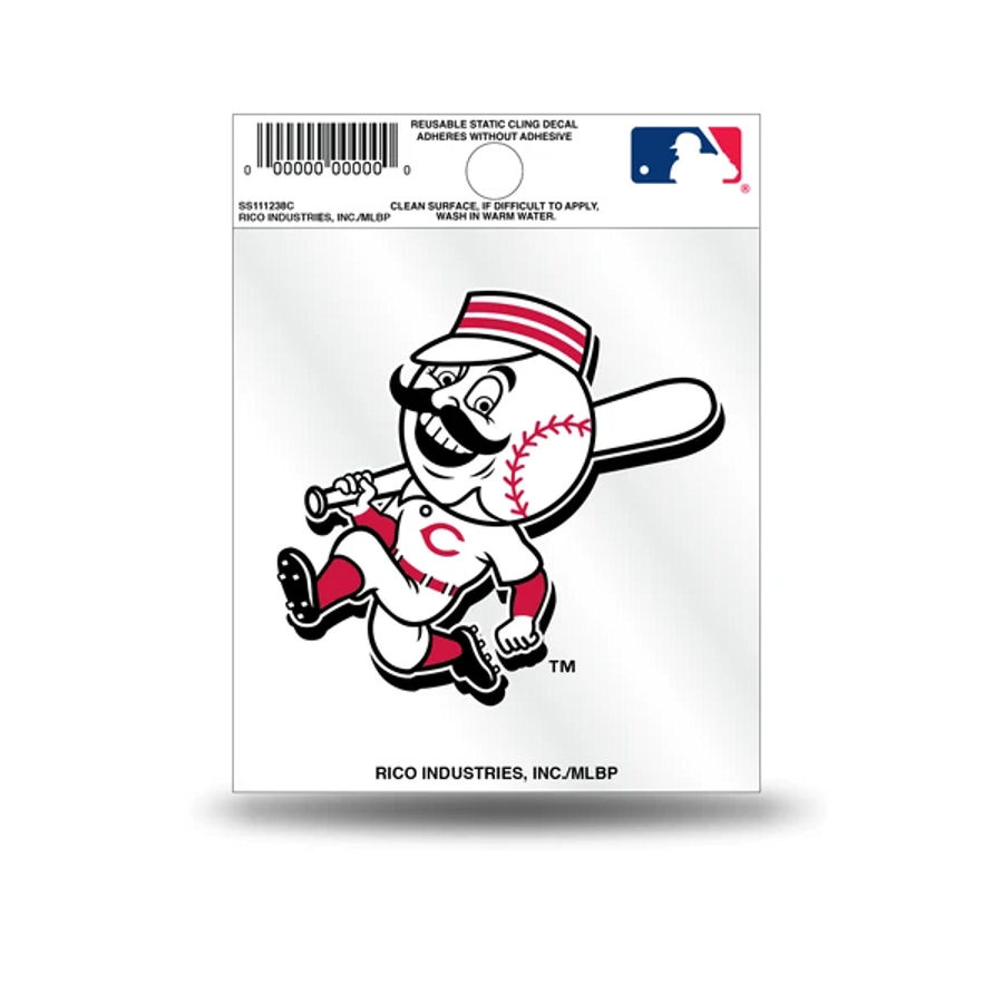 Cincinnati Reds Retro Mascot Logo - Static Cling at Sticker Shoppe