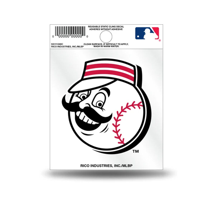 Cincinnati Reds Retro Mascot Head Logo - Static Cling at Sticker Shoppe