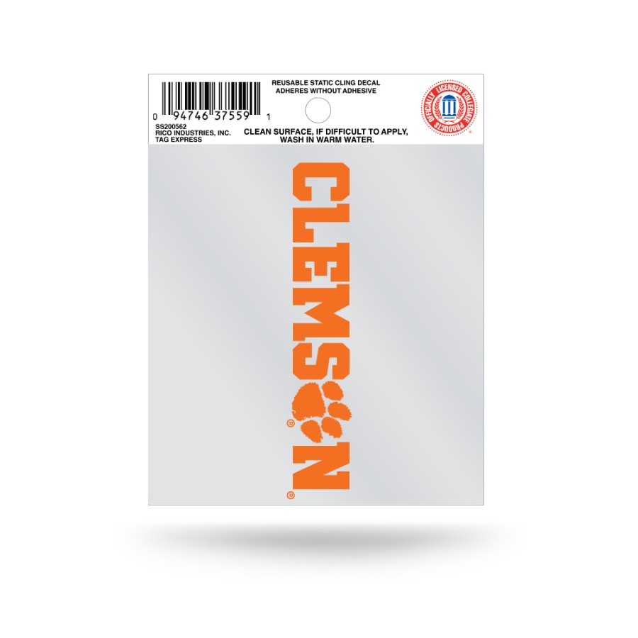 Clemson University Tigers Script Logo - Static Cling at Sticker Shoppe
