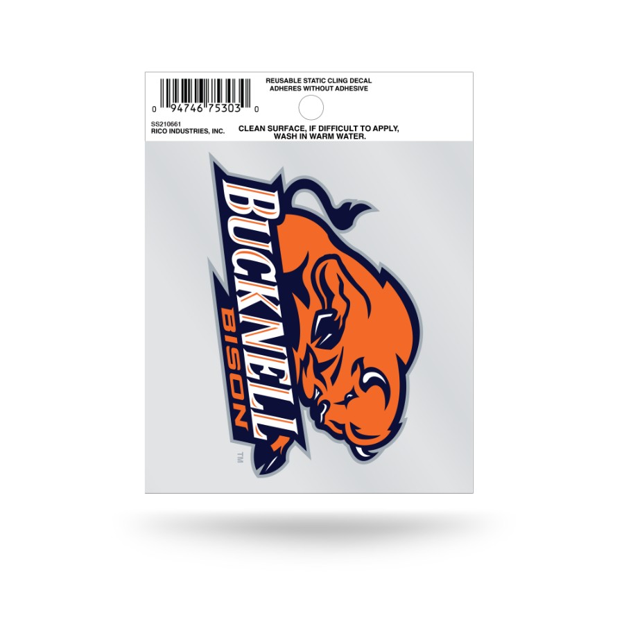 Bucknell University Bison Script Logo - Static Cling at Sticker Shoppe