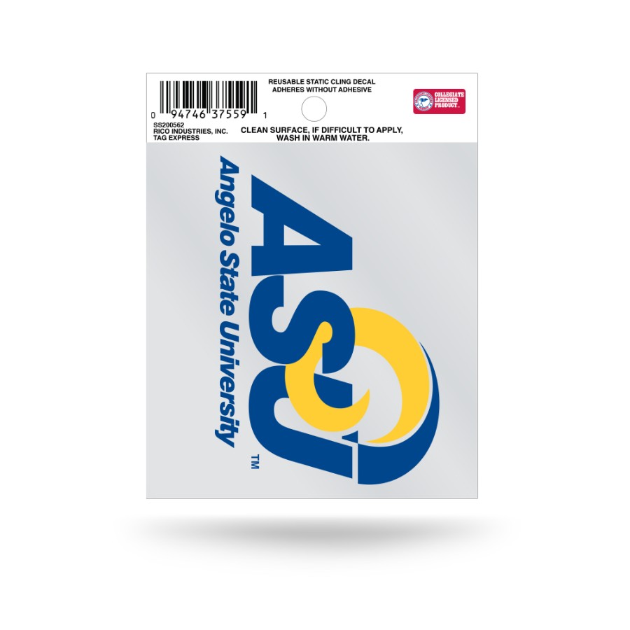 Angelo State University Rams Script Logo - Static Cling at Sticker Shoppe