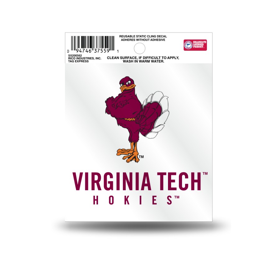 Virginia Tech Hokies Script Logo - Static Cling at Sticker Shoppe