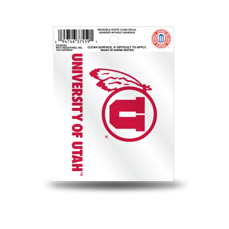 University Of Utah Utes Script Logo - Static Cling at Sticker Shoppe