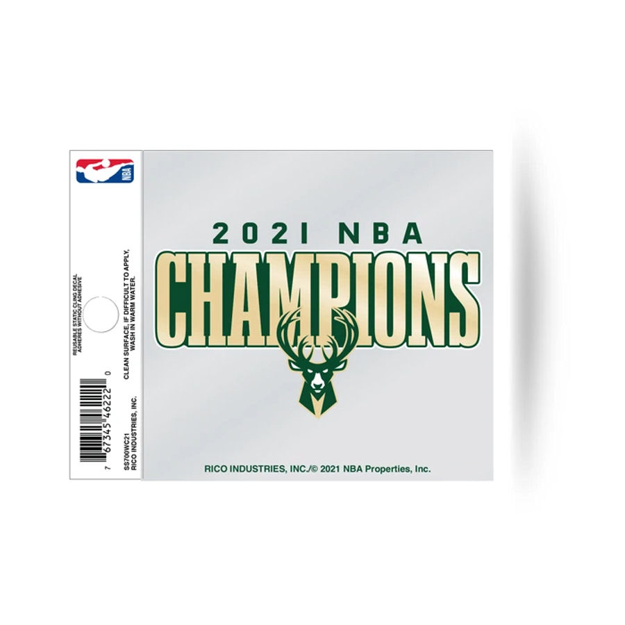 Milwaukee Bucks 2021 NBA Champions - Static Cling at Sticker Shoppe