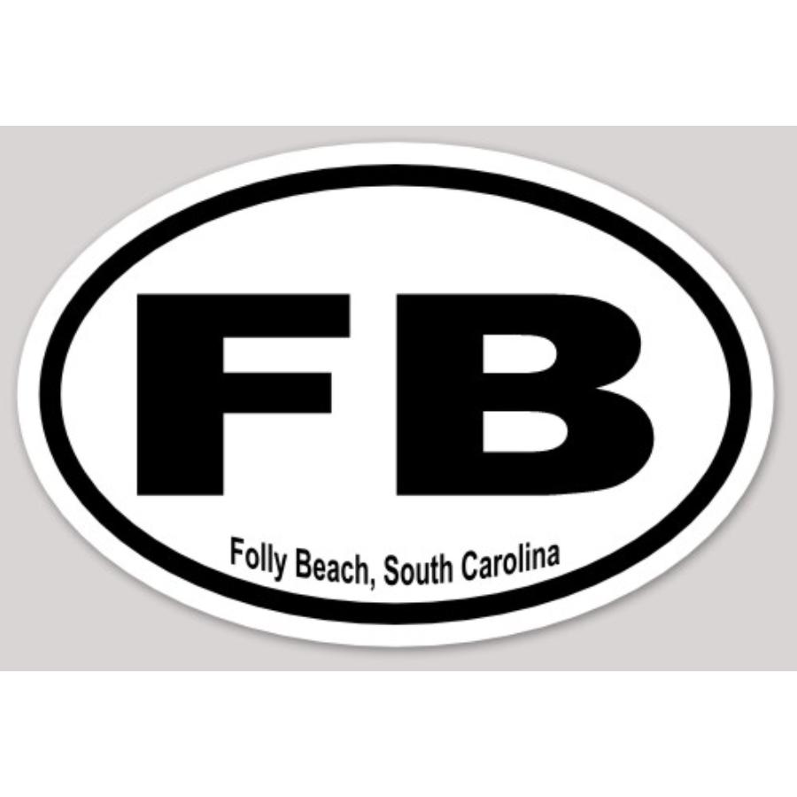 FB Folly Beach South Carolina - Oval Sticker at Sticker Shoppe