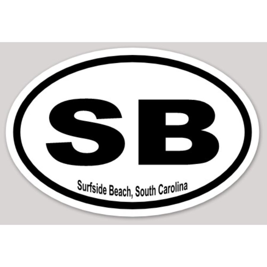 SB Surfside Beach South Carolina - Oval Sticker at Sticker Shoppe