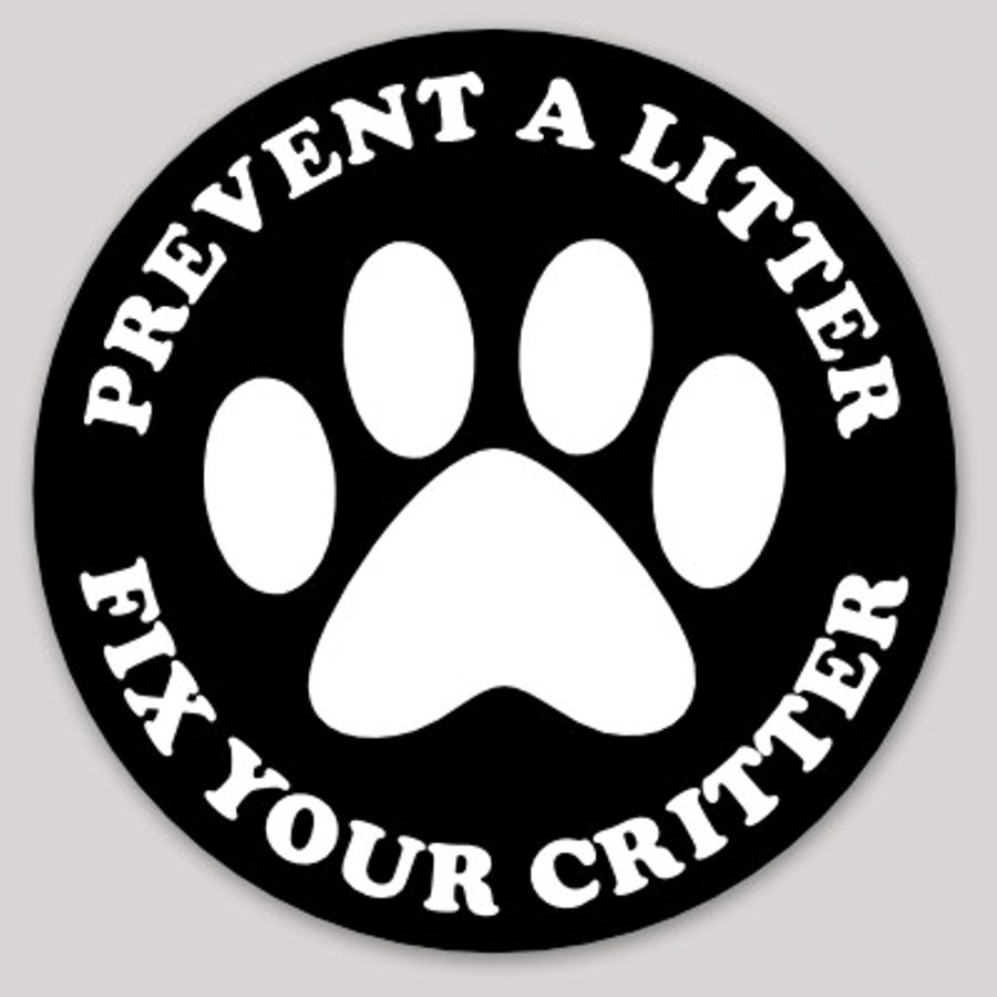 Prevent A Litter Fix Your Critter Black - Vinyl Sticker at Sticker Shoppe