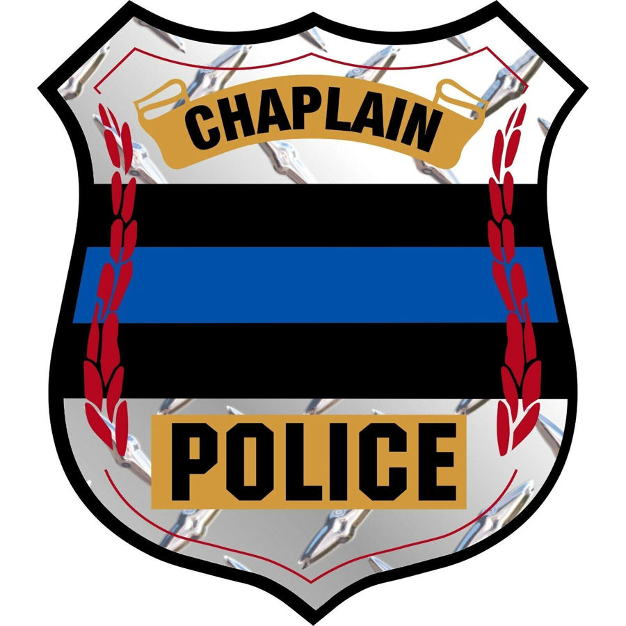 Thin Blue Line Chaplain Badge - Vinyl Sticker at Sticker Shoppe