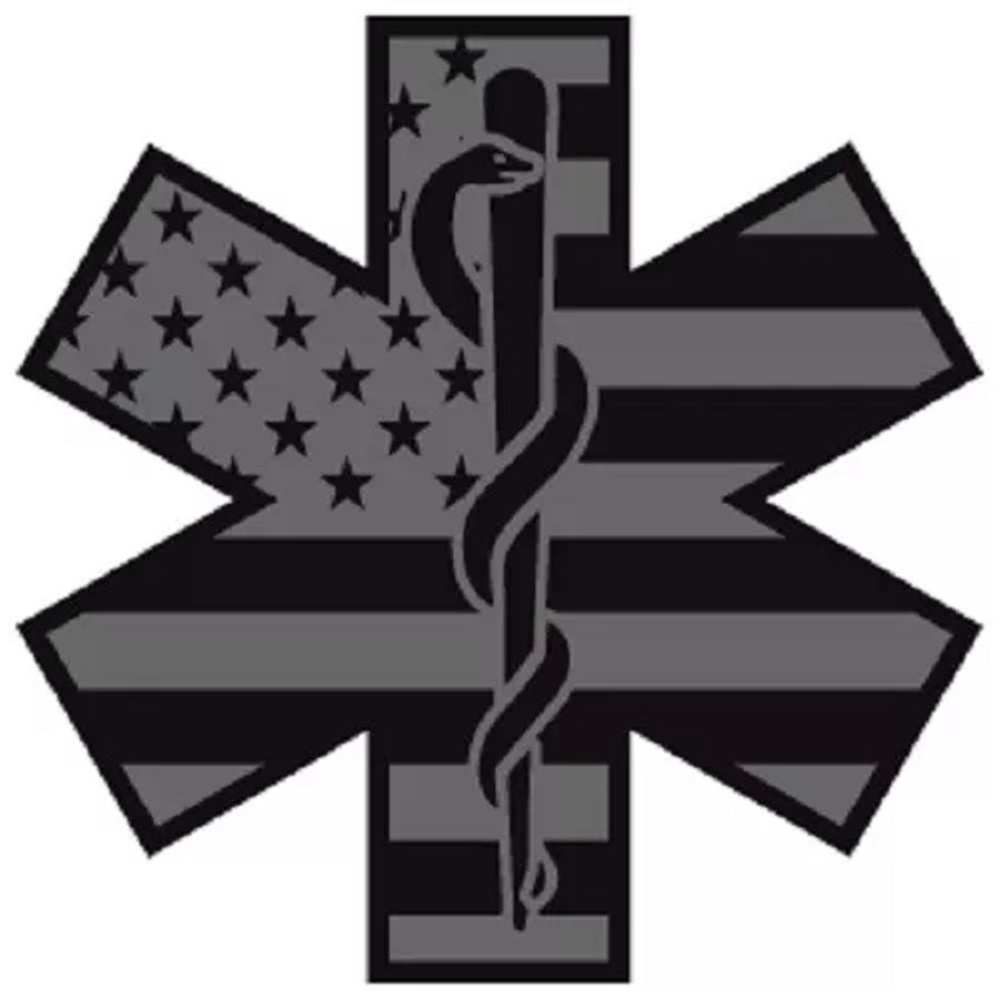 Black Subdued Star Of Life EMS EMT American Flag - Reflective Vinyl ...