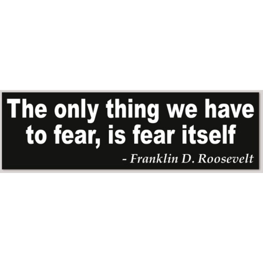 The only thing we have to fear is fear itself. - Franklin D. Roosevelt ...