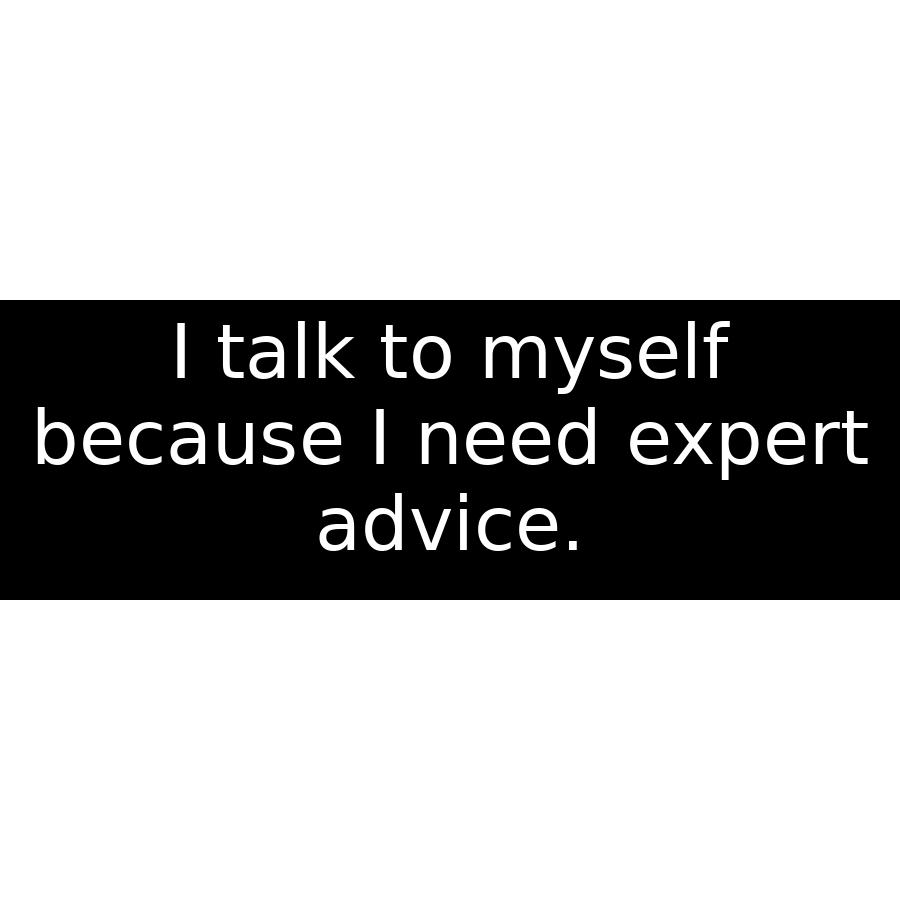 I talk to myself because I need expert advice. - Bumper Sticker at ...