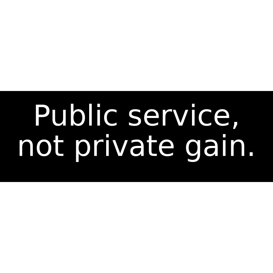 Public service, not private gain. - Bumper Sticker at Sticker Shoppe