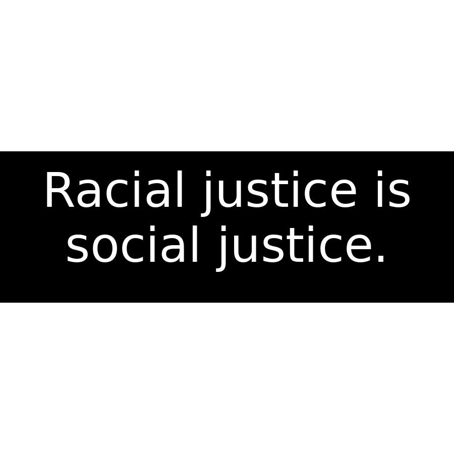 Racial justice is social justice. - Bumper Sticker at Sticker Shoppe