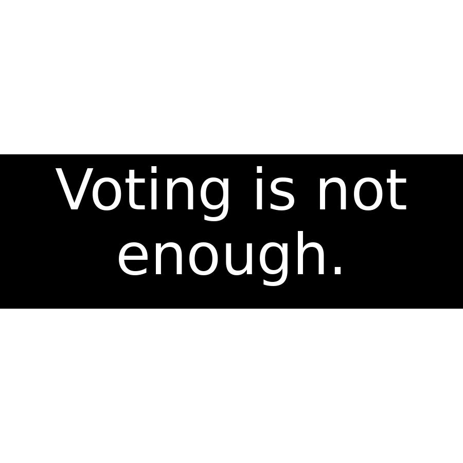 Voting is not enough. - Bumper Sticker at Sticker Shoppe