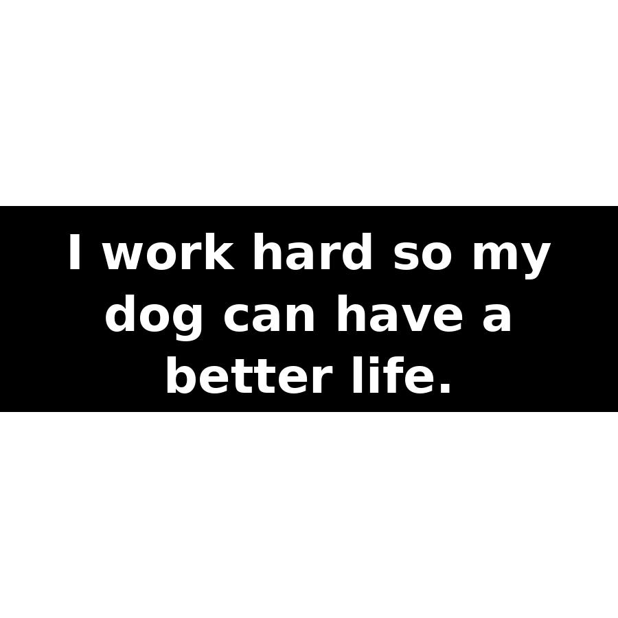 I work hard so my dog can have a better life. - Bumper Sticker at ...