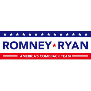 Romney Ryan America's Comeback Team - Bumper Sticker at Sticker Shoppe