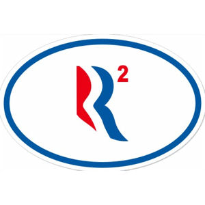 R Squared Romney Ryan - Oval Sticker at Sticker Shoppe