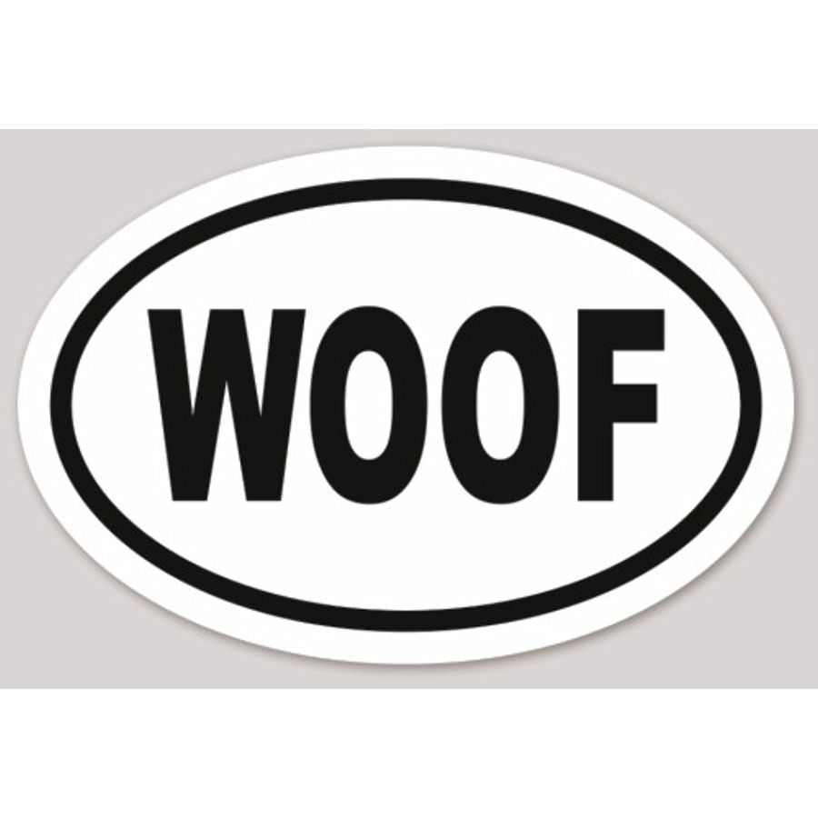 WOOF - Oval Sticker at Sticker Shoppe