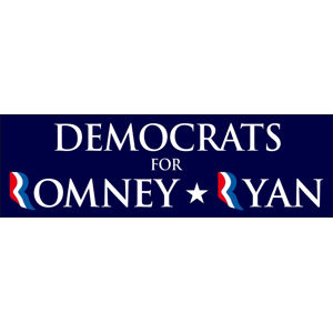 Democrats For Romney Ryan - Bumper Sticker at Sticker Shoppe