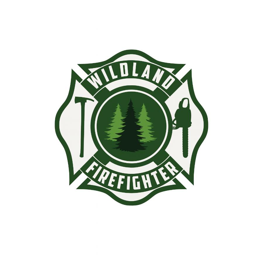 Wildland Firefighter Green & White Maltese Cross - Vinyl Sticker at ...