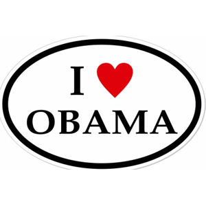 I Love Obama - Oval Sticker at Sticker Shoppe