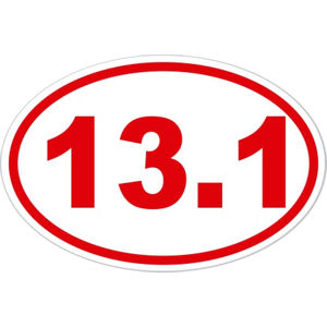 13.1 Half Marathon Running - Red Oval Sticker at Sticker Shoppe