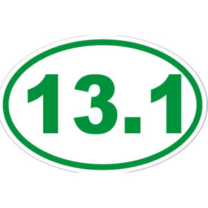 13.1 Half Marathon Running - Green Oval Sticker at Sticker Shoppe
