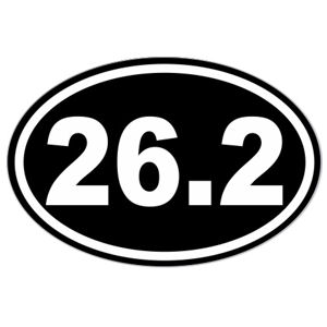 26.2 Marathon Running - Black Background Oval Sticker at Sticker Shoppe