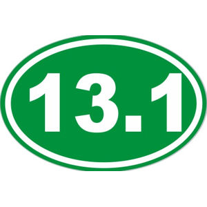 13.1 Half Marathon Running - Green Background Oval Sticker at Sticker ...
