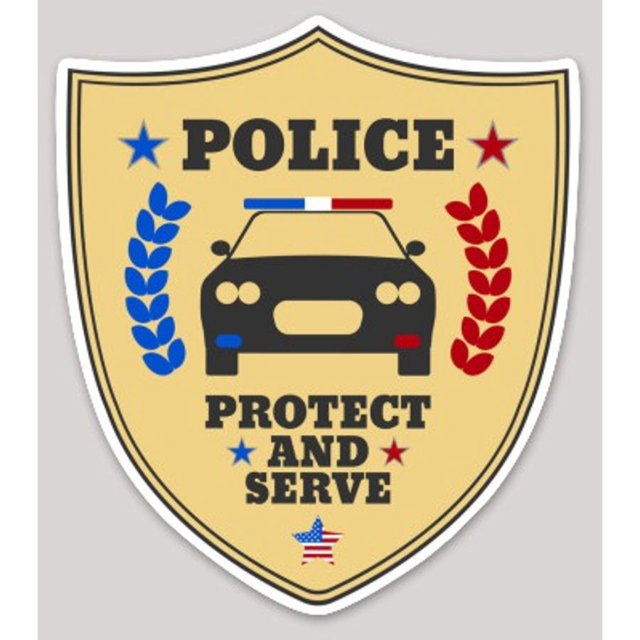 Police Protect And Service Shield - Vinyl Sticker at Sticker Shoppe