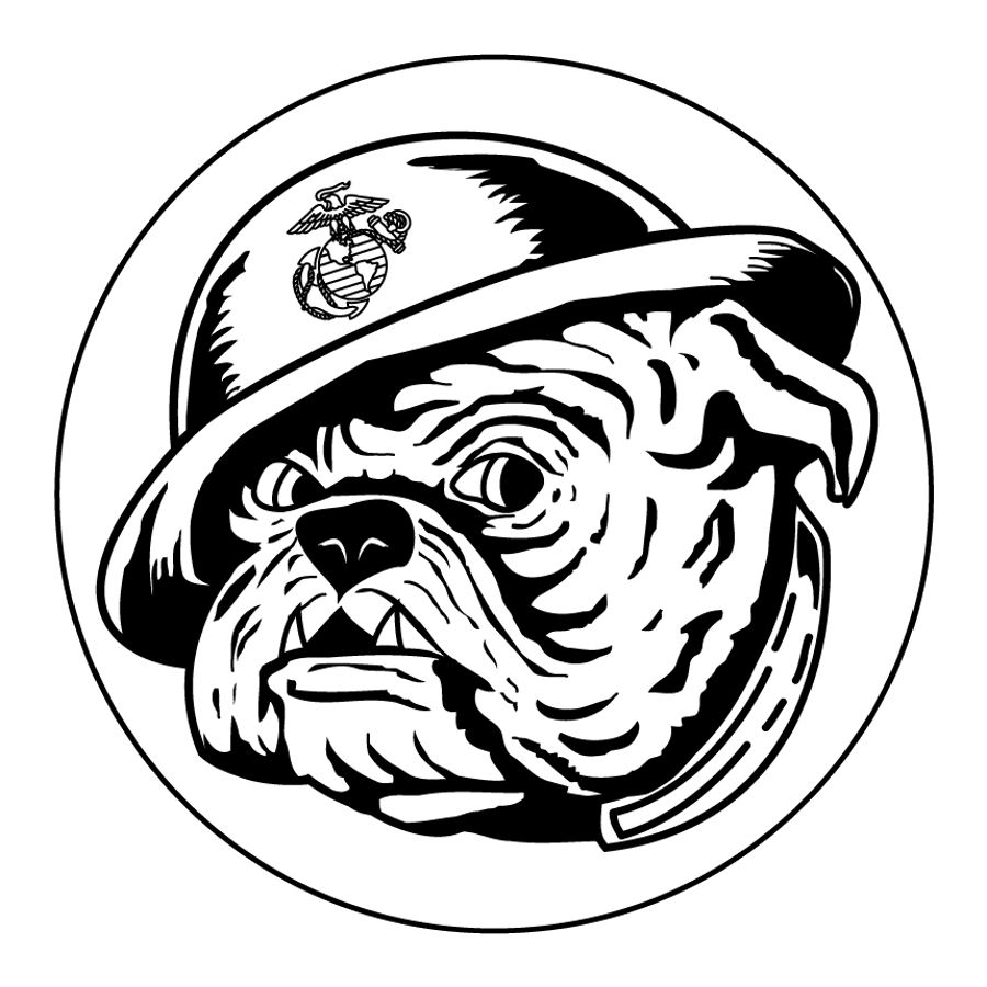 United States Marine Devil Dog Bulldog Black & White - Vinyl Sticker at ...