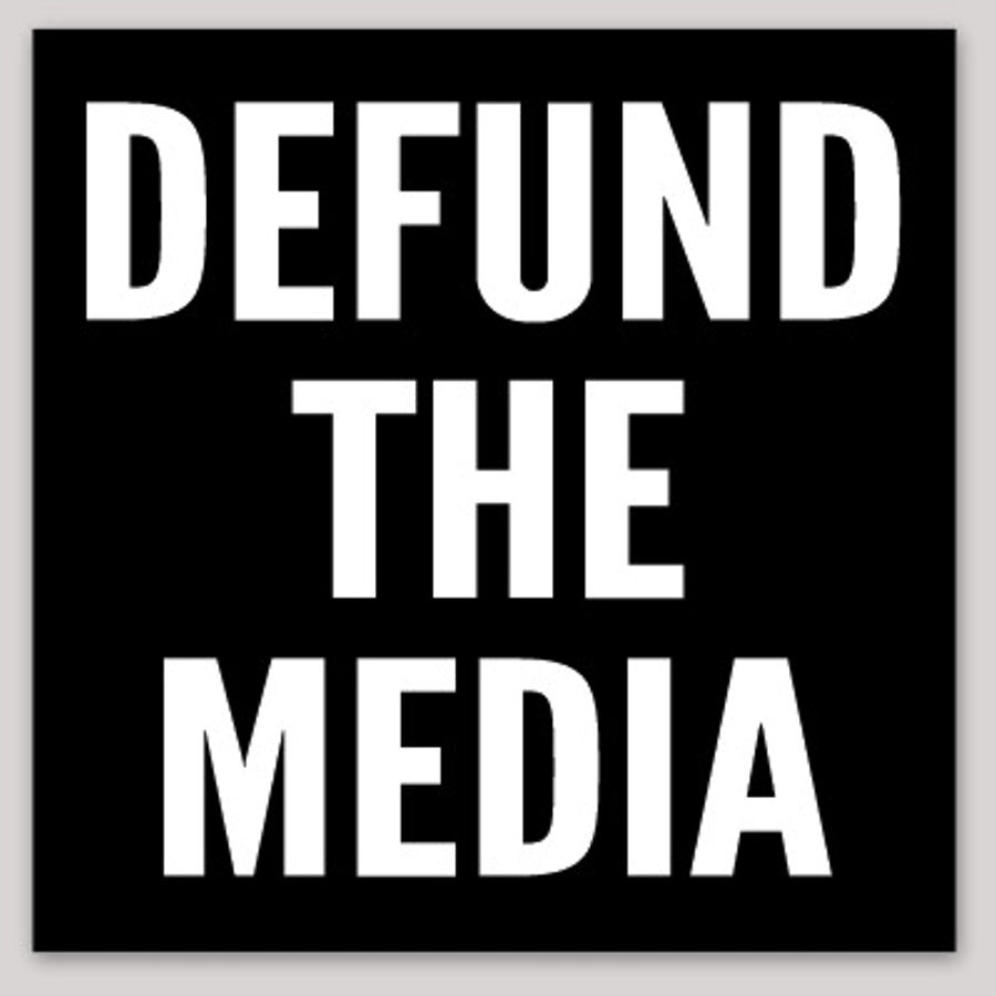 Defund The Media - Square Vinyl Sticker at Sticker Shoppe