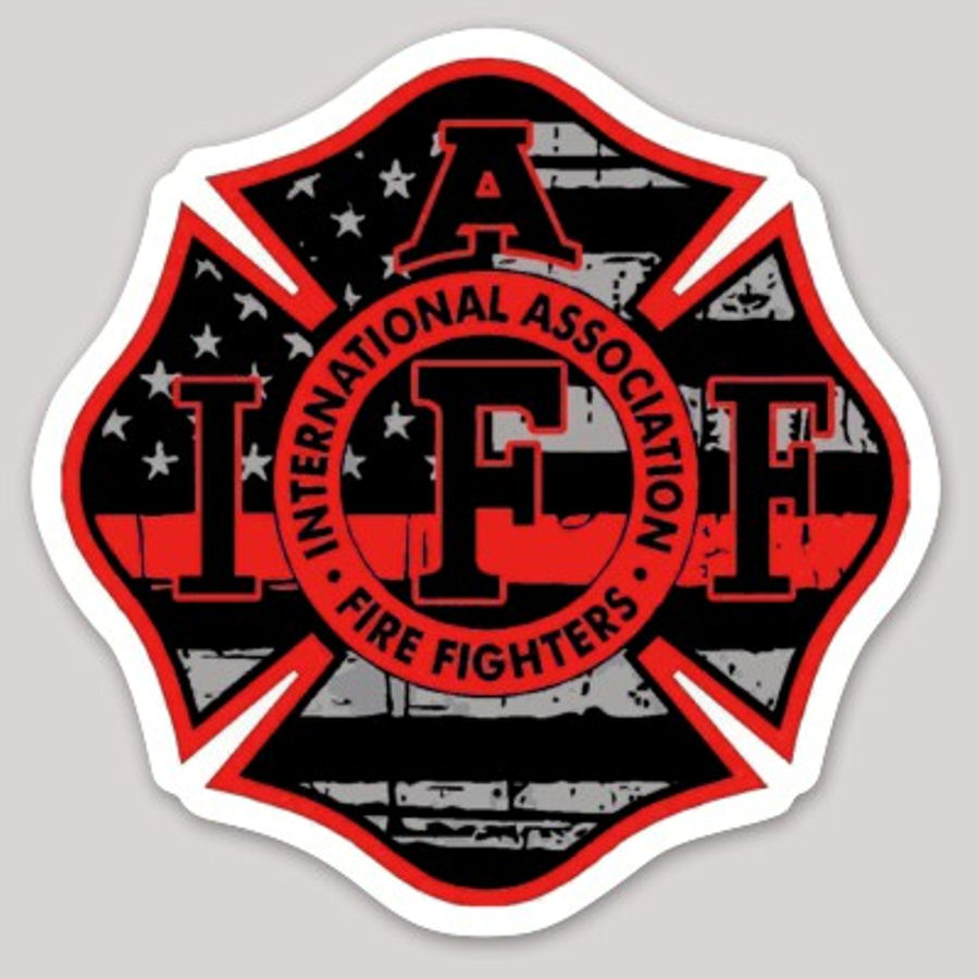 IAFF Thin Red Line Border Maltese Cross Distressed Flag - Bumper ...