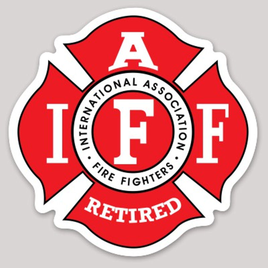 IAFF Red & White Retired Firefighter Maltese Cross - Bumper Sticker at ...