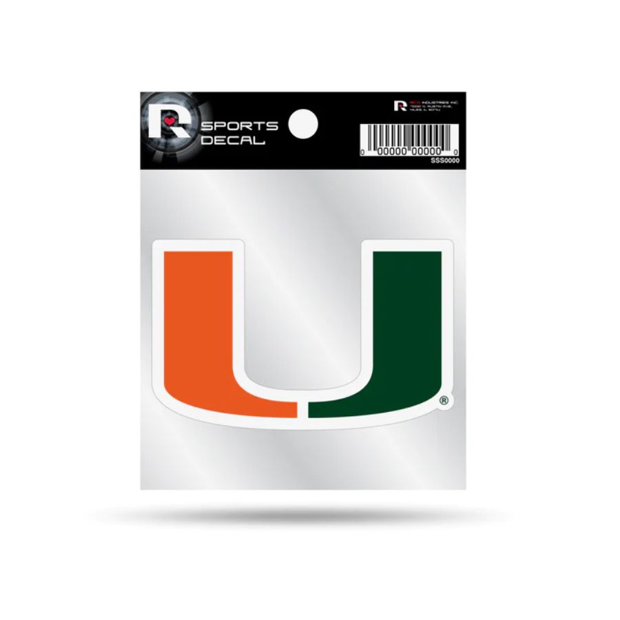 University Of Miami Hurricanes - 4x4 Vinyl Sticker at Sticker Shoppe