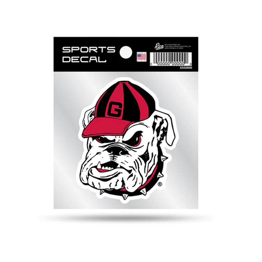 University Of Georgia Bulldogs Bulldog With Hat - 4x4 Vinyl Sticker at ...
