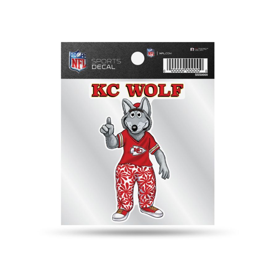 Kansas City Chiefs Mascot KC Wolf - 4x4 Vinyl Sticker at Sticker Shoppe