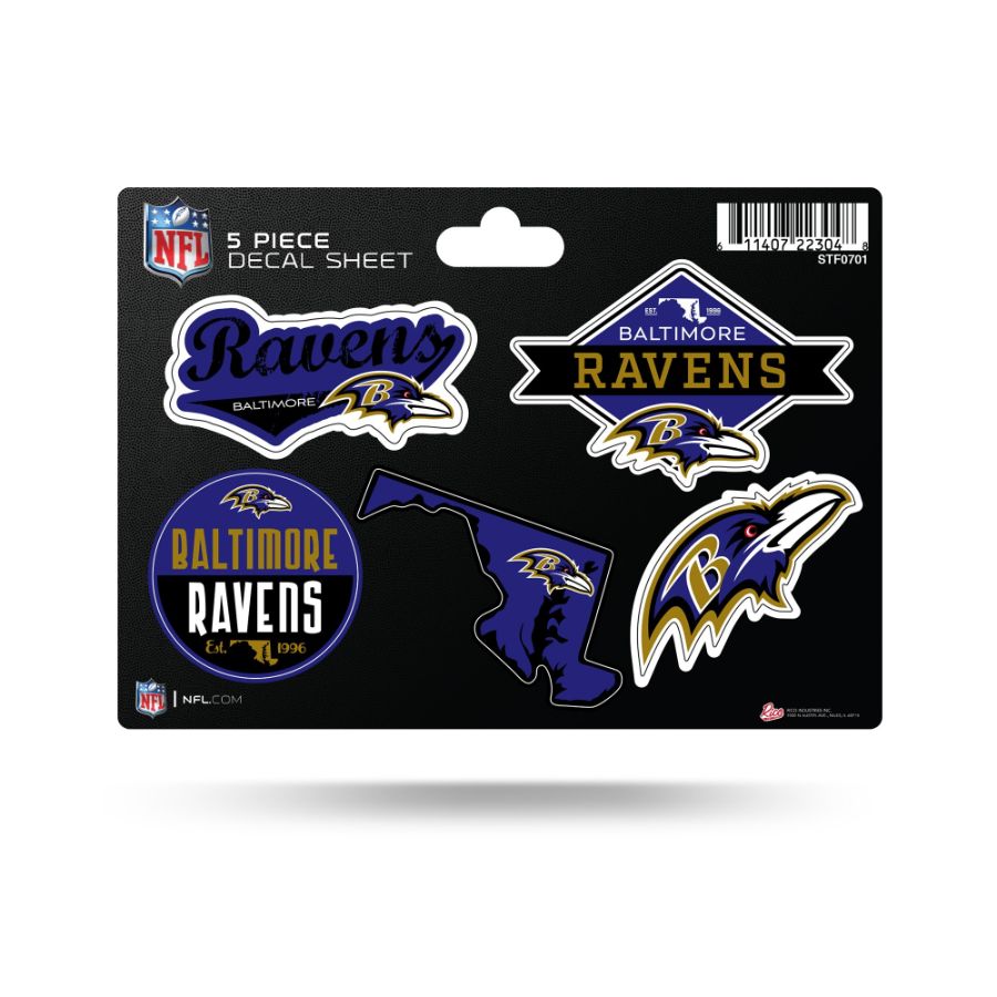 Baltimore Ravens - 5 Piece Sticker Sheet at Sticker Shoppe