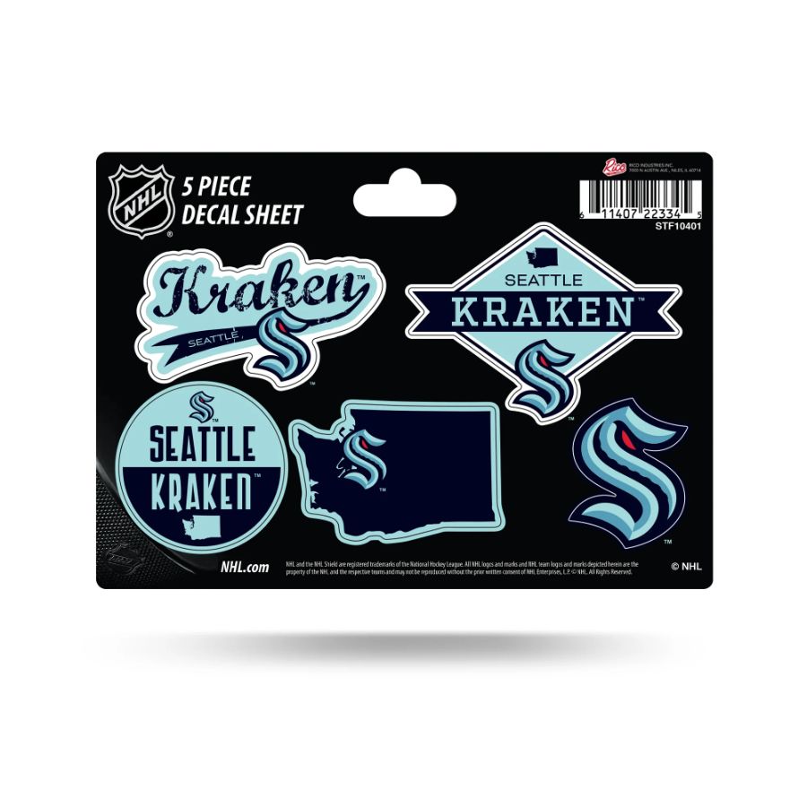 Seattle Kraken - 5 Piece Sticker Sheet at Sticker Shoppe