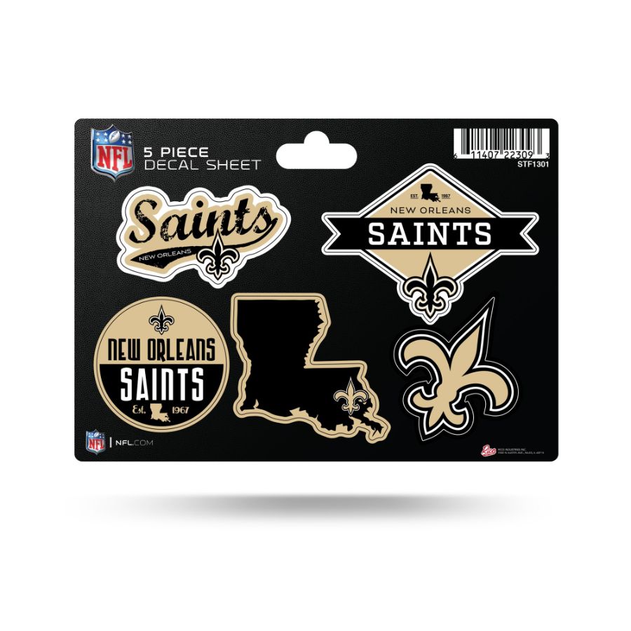 New Orleans Saints - 5 Piece Sticker Sheet at Sticker Shoppe
