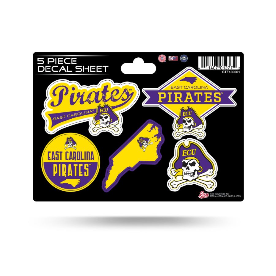 East Carolina University Pirates - 5 Piece Sticker Sheet at Sticker Shoppe